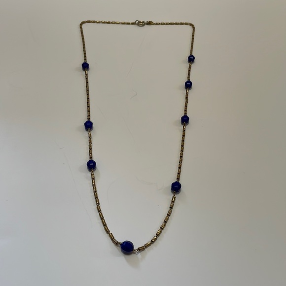 J. Crew | Jewelry | J Crew 36 Gold Chain Necklace W Royal Blue Matte ...